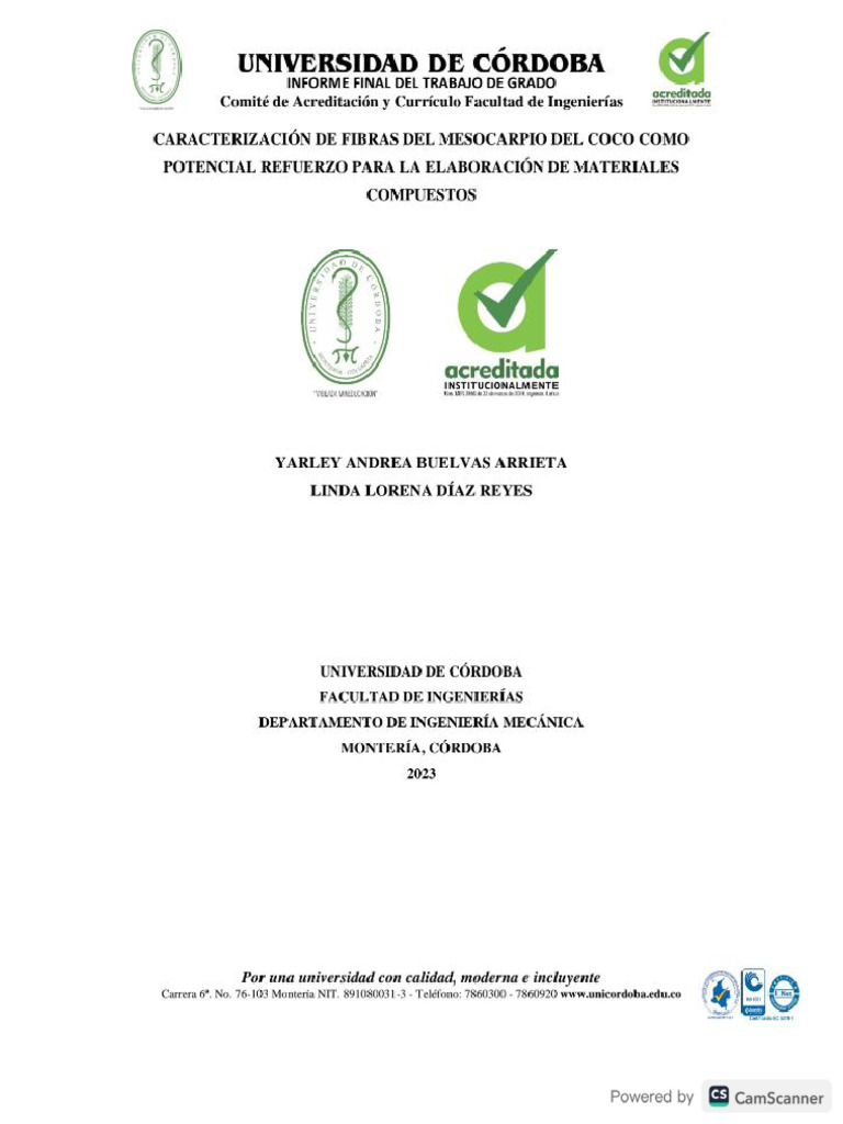Caracterización de Fibras Del Mesocarpio Del Coco Como Potencial ...