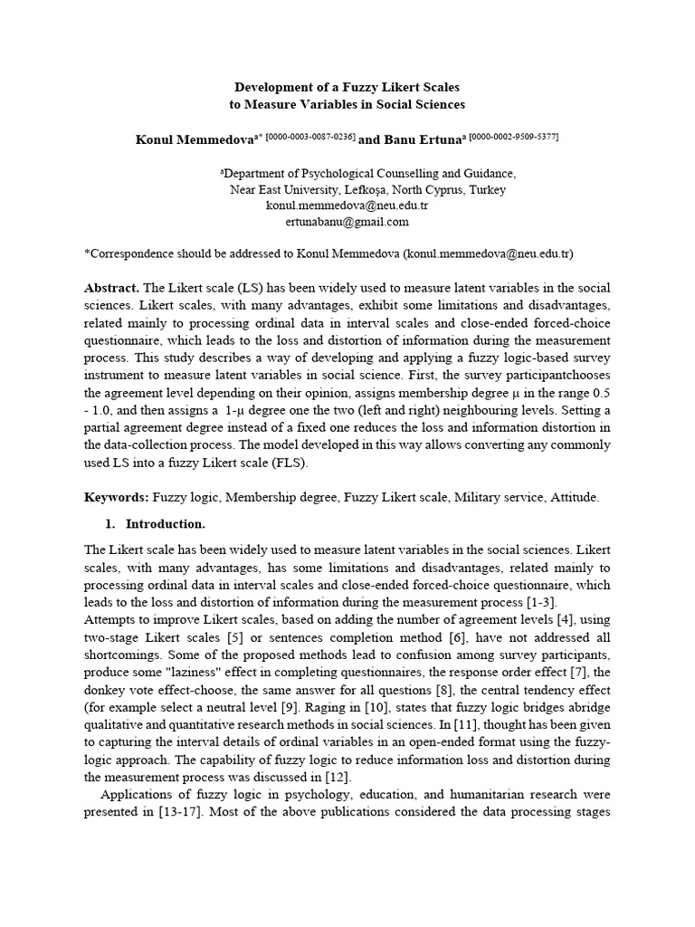 Development of A Fuzzy Likert Scales | PDF | Likert Scale