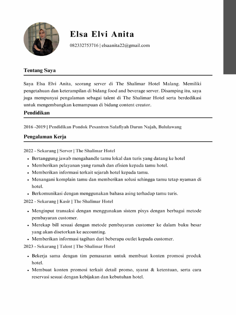 Cv Elsa Elvi Anita | PDF