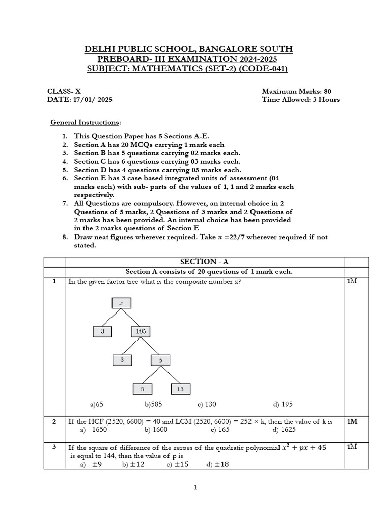 Math Preboard 3 Set 2 QP | PDF | Circle | Angle