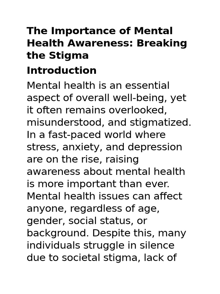 Mental health awareness | PDF | Mental Health | Mental Disorder