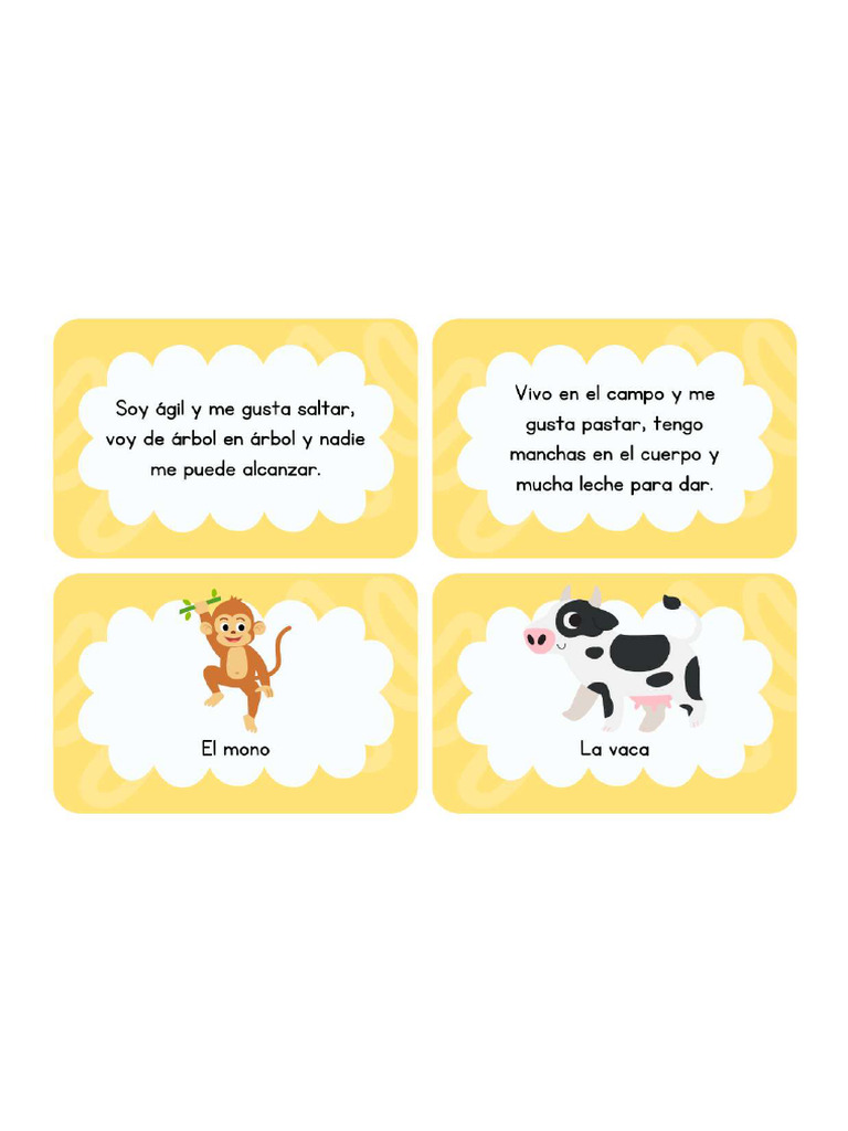 Tarjetas Educativas de Adivinanzas de Animales | PDF