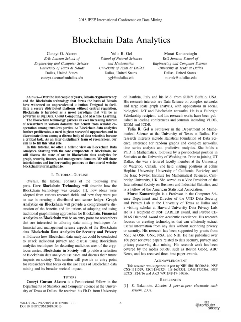Blockchain Data Analytics - Short Paper | PDF | Data Science | Science