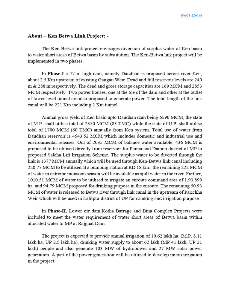 Kblp Project at Glance | PDF | Reservoir | Dam