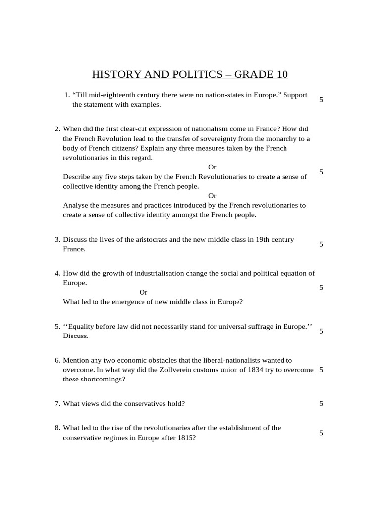 Grade 10 History and Politics Overview | PDF | Democracy | Political ...