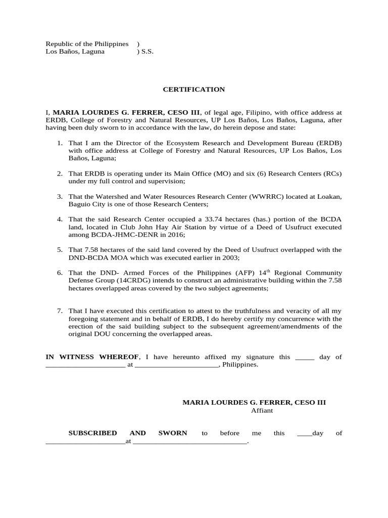 Certification of No Objection Sample | PDF