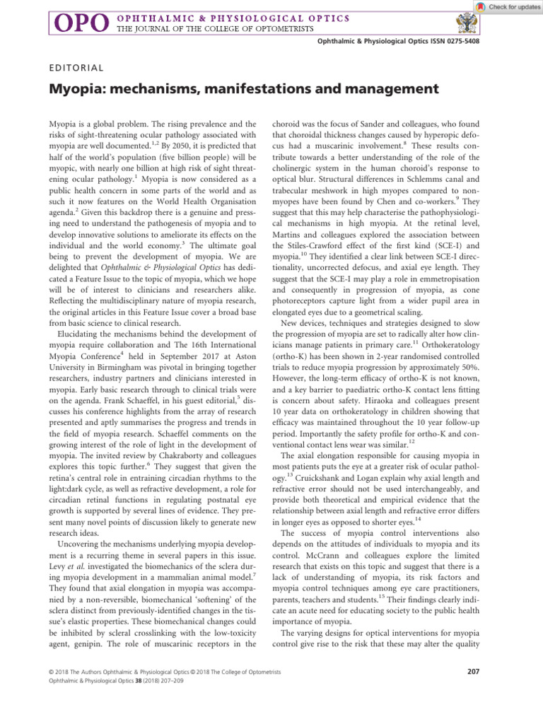 Ophthalmic Physiologic Optic - 2018 - Logan - Myopia Mechanisms ...