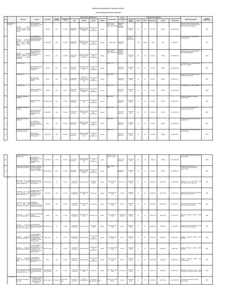 Ruk Dan RPK Claster 2 Tahun 2025 | PDF