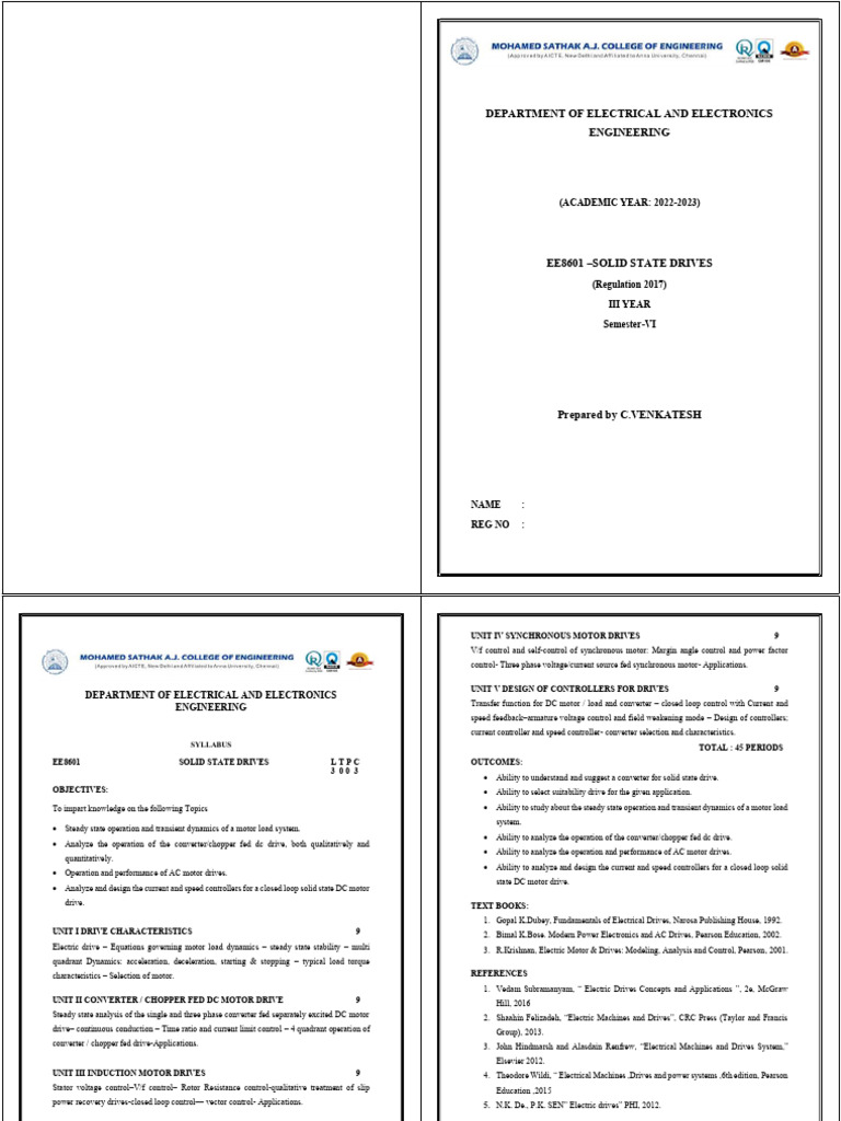 SSD Final Notes 2 pages per paper (1) | PDF | Electric Motor | Rectifier
