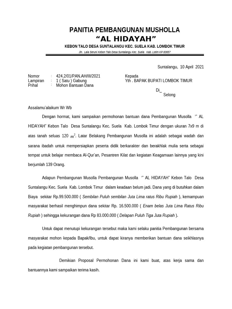 Proposal Musholla 2022 Oke | PDF