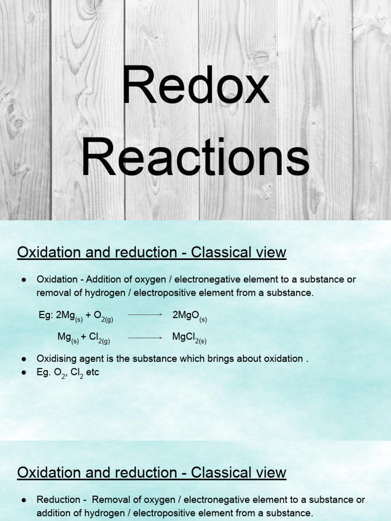 L.8 Redox Reactions, Gr11 | PDF | Redox | Chemical Reactions