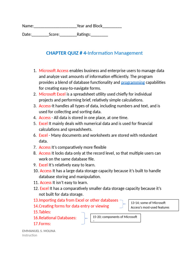 CHAPTER 4 QUIZ | PDF