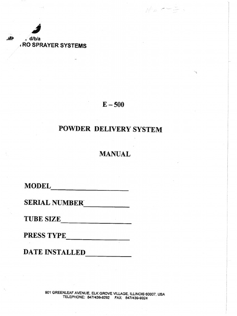 E-500 Powder Delivery System | PDF