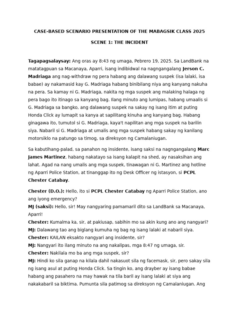 Case Scenario Tagalog 125527 | PDF