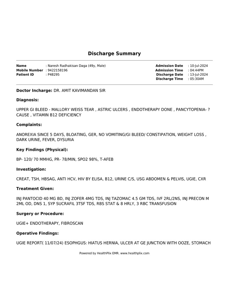 Daga Patient | PDF | Gastroenterology | Clinical Medicine
