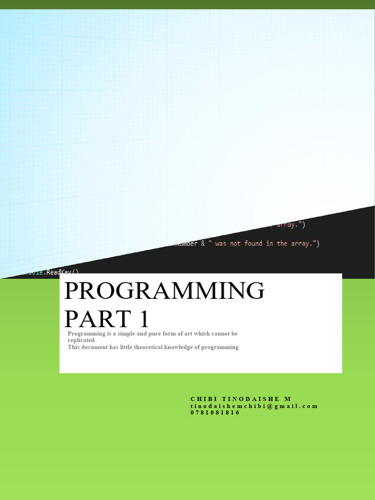 Programming Part 1 Pdf Variable Computer Science Reserved Word