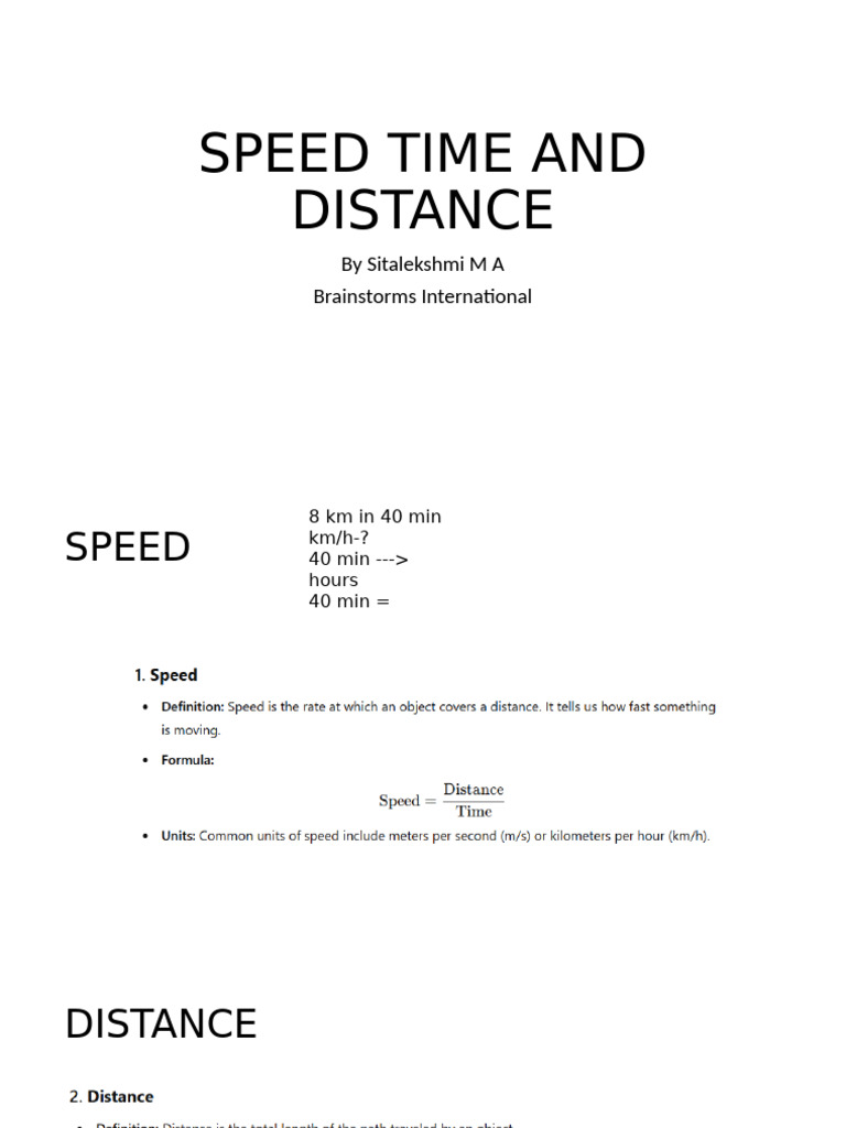 Speed Time and Distance | PDF