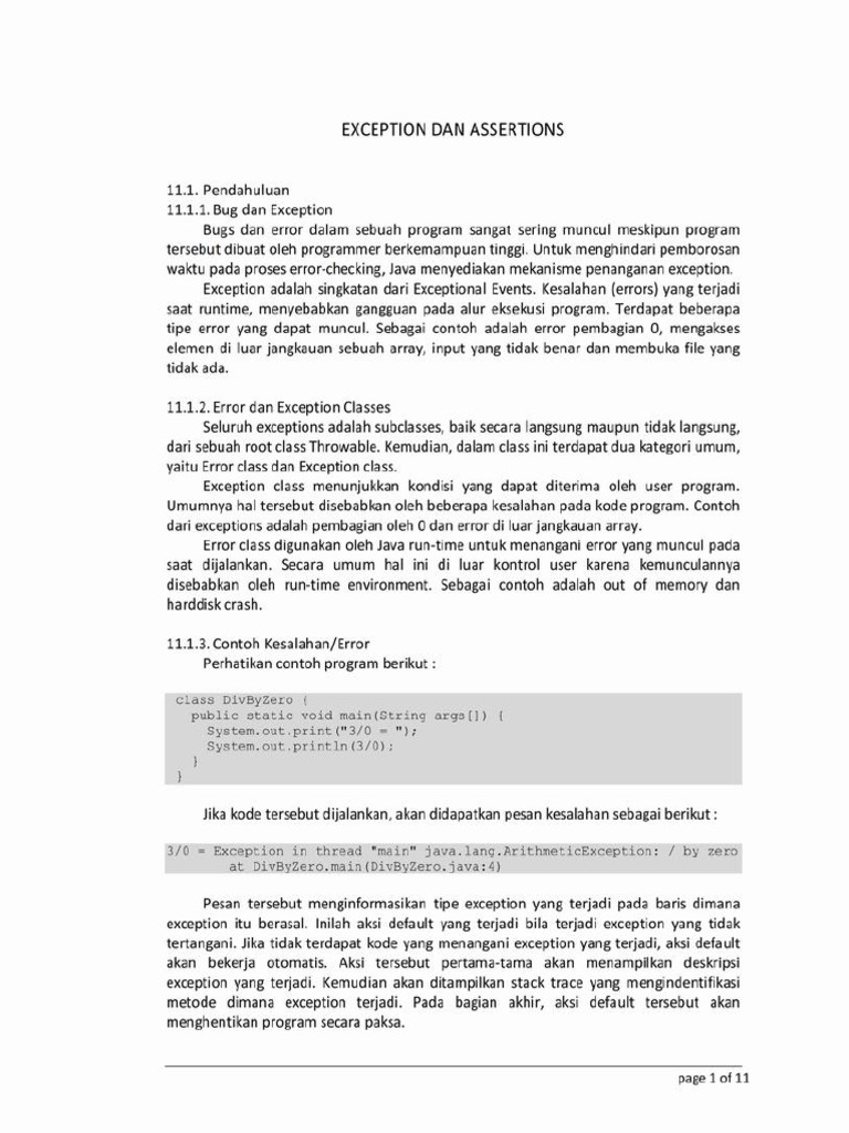 Exception Dan Assertions. | PDF