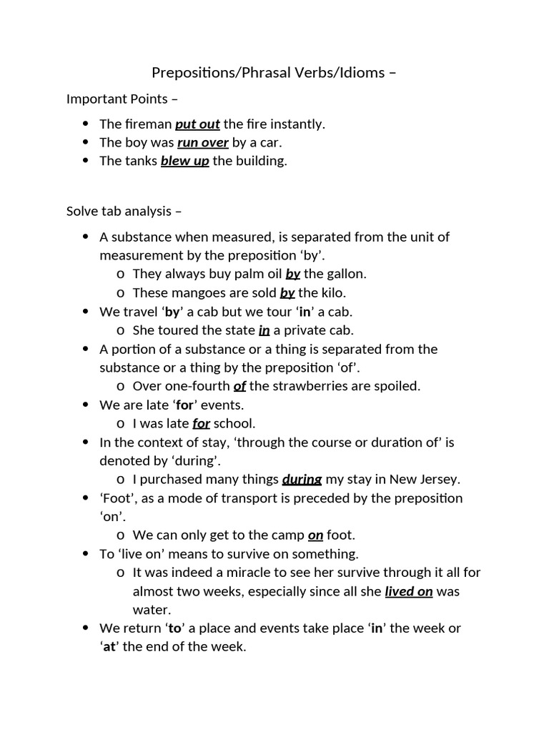 Prepositions and Phrasal Verbs Guide | PDF