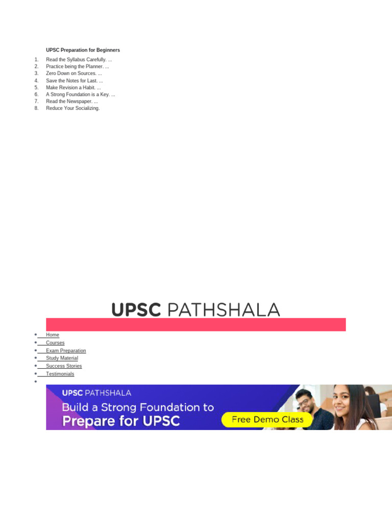 UPSC Preparation For Beginners | PDF