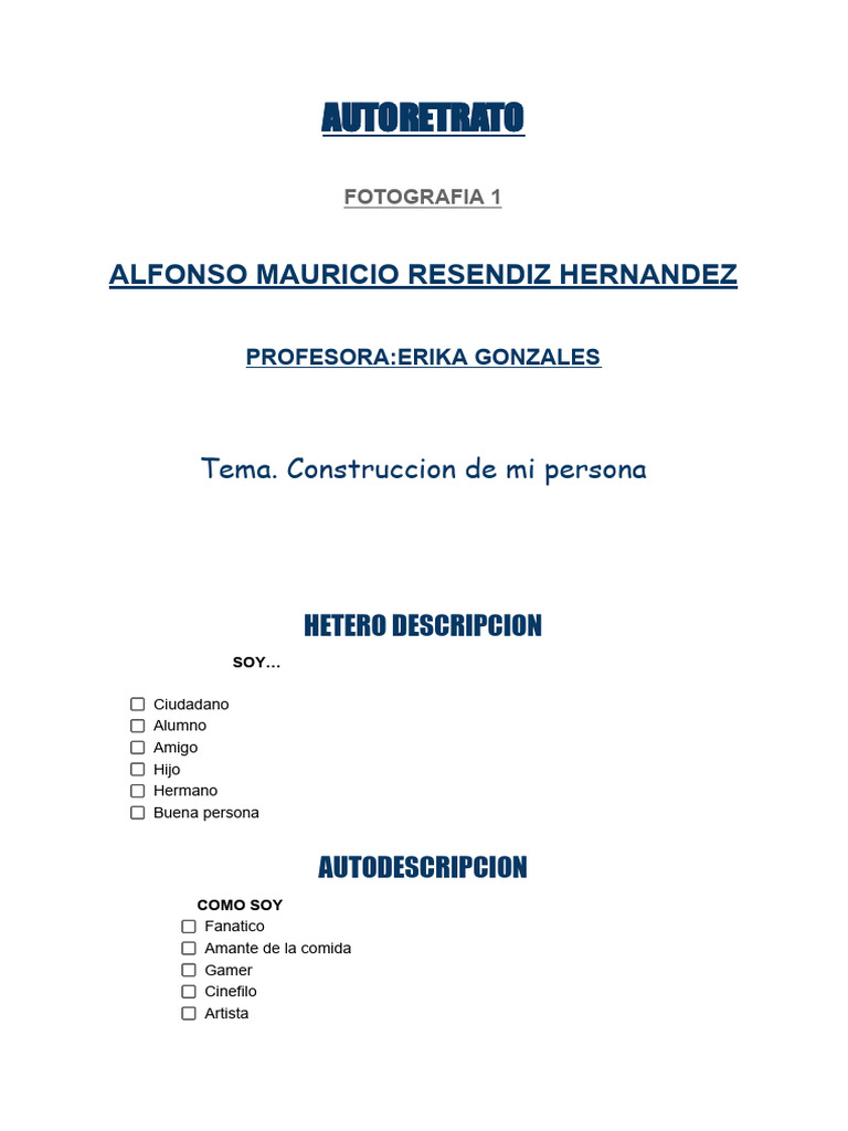 AUTORETRATO (Alfonso Resendiz Fotografia1) | PDF