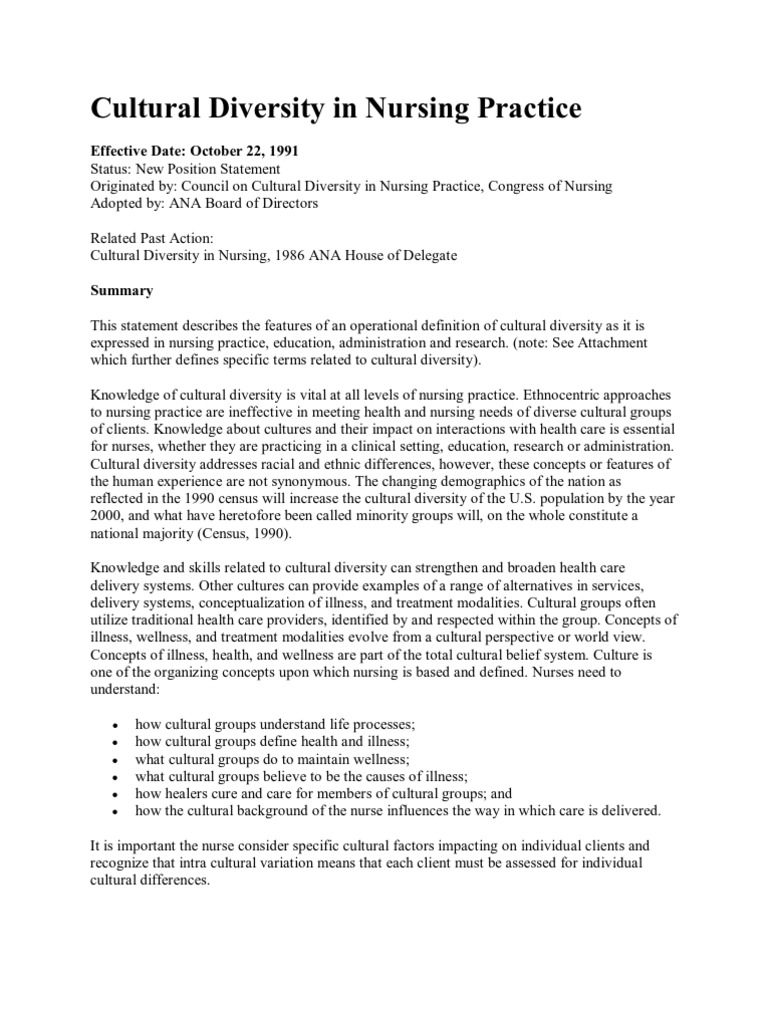 Cultural Diversity in Nursing Practice | PDF | Social Science | Self ...