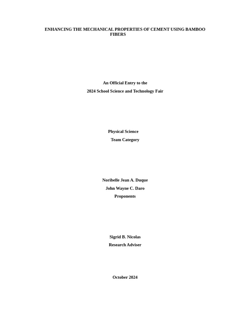 Research Proposal - Team 3 | PDF | Fibers | Concrete