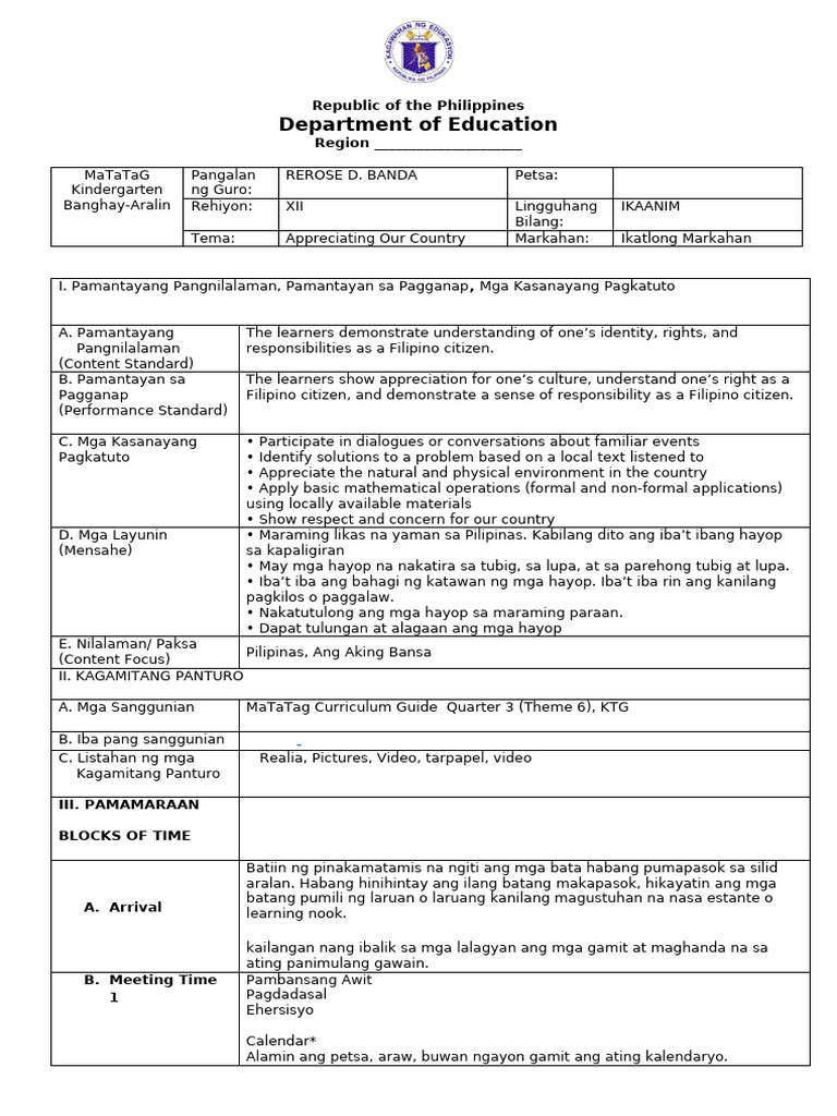 Cot Kinder Q3 W6 | PDF