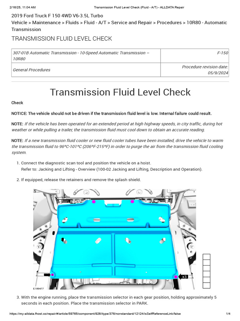 Transmission Fluid Level Check (Fluid - A - T) - ALLDATA Repair | PDF ...