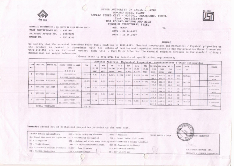 IS 2062 6MM THK | PDF