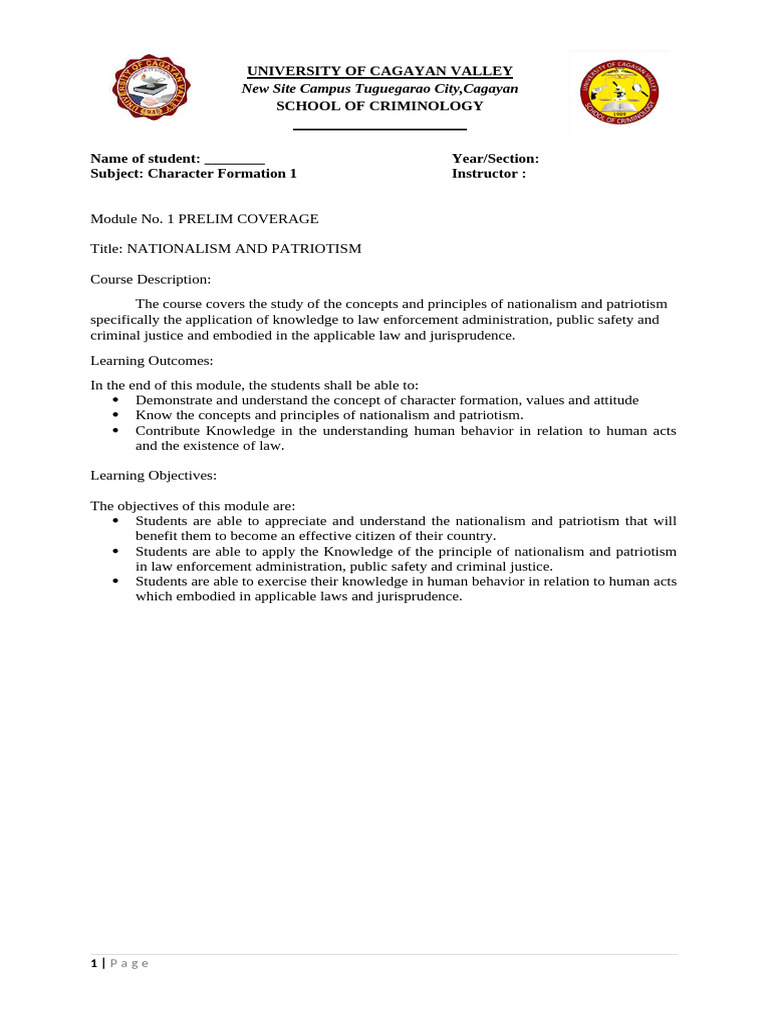 CFLM-PRELIM-2 | PDF | Nationalism | Patriotism