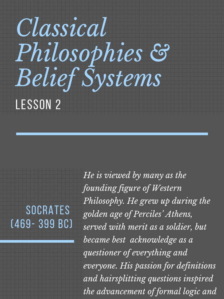LESSON 2 Classical Philosophies & Belief Systems | PDF | Plato | Aristotle
