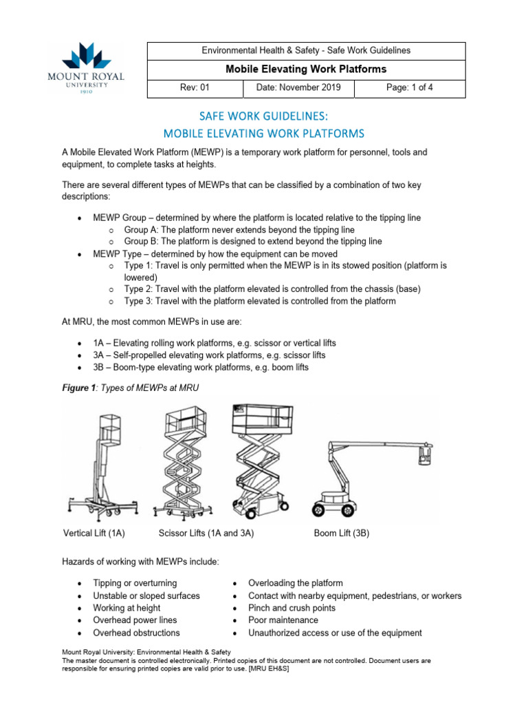MEWP Safety and Inspection Guidelines | PDF | Manufactured Goods | Safety