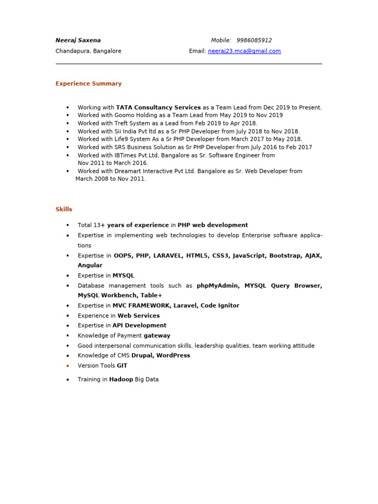 Neeraj Saxena Resume Updated | PDF | J Query | Html5