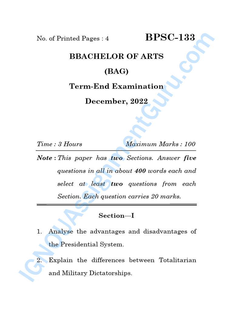Dec - 2022 BPSC-133 | PDF