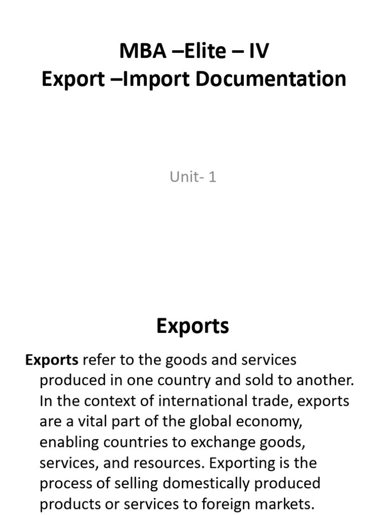 Unit-1 Introduction to Exports | PDF | Exports | Pricing