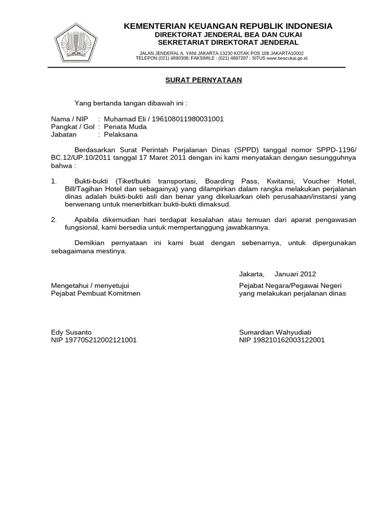 Surat Pernyataan & DPR Mbak Ati | PDF