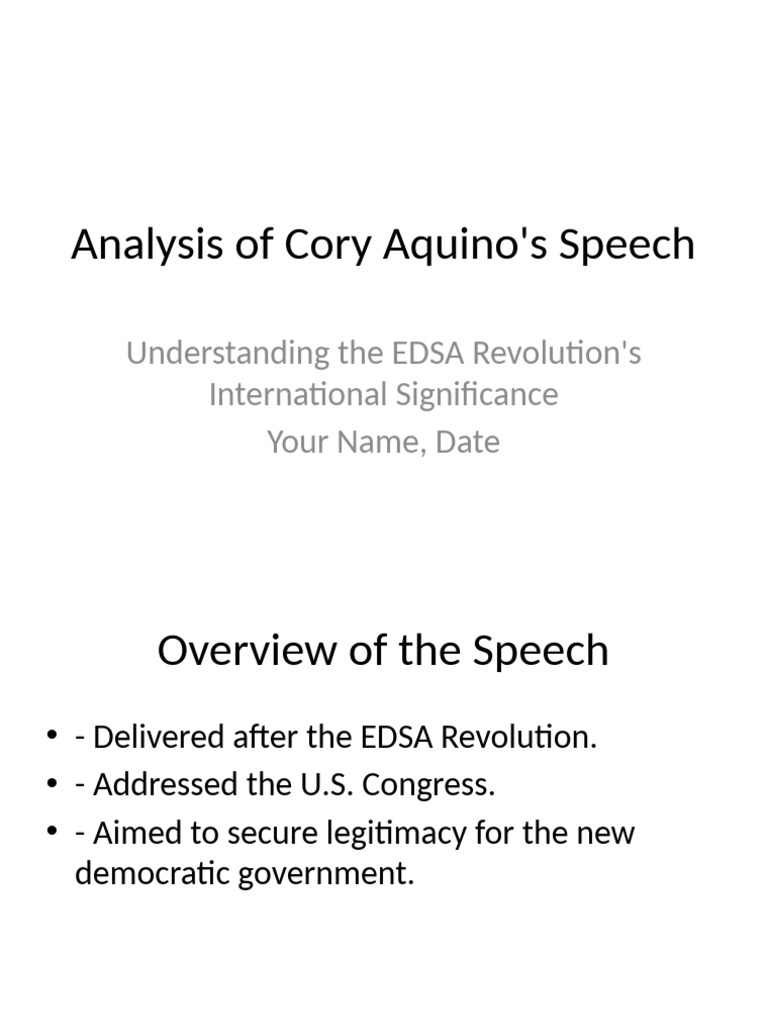 Cory Aquino Speech Analysis | PDF