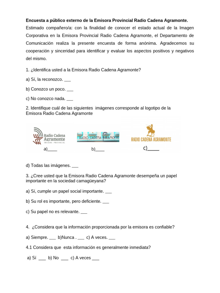 Encuesta Publico Externo | PDF