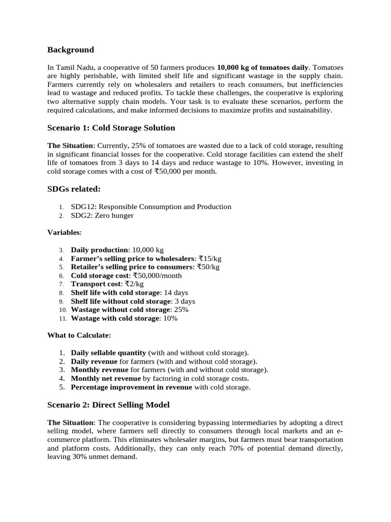 7_Tomato_Supply_Chain_Caselets | PDF | Profit (Economics) | Refrigeration