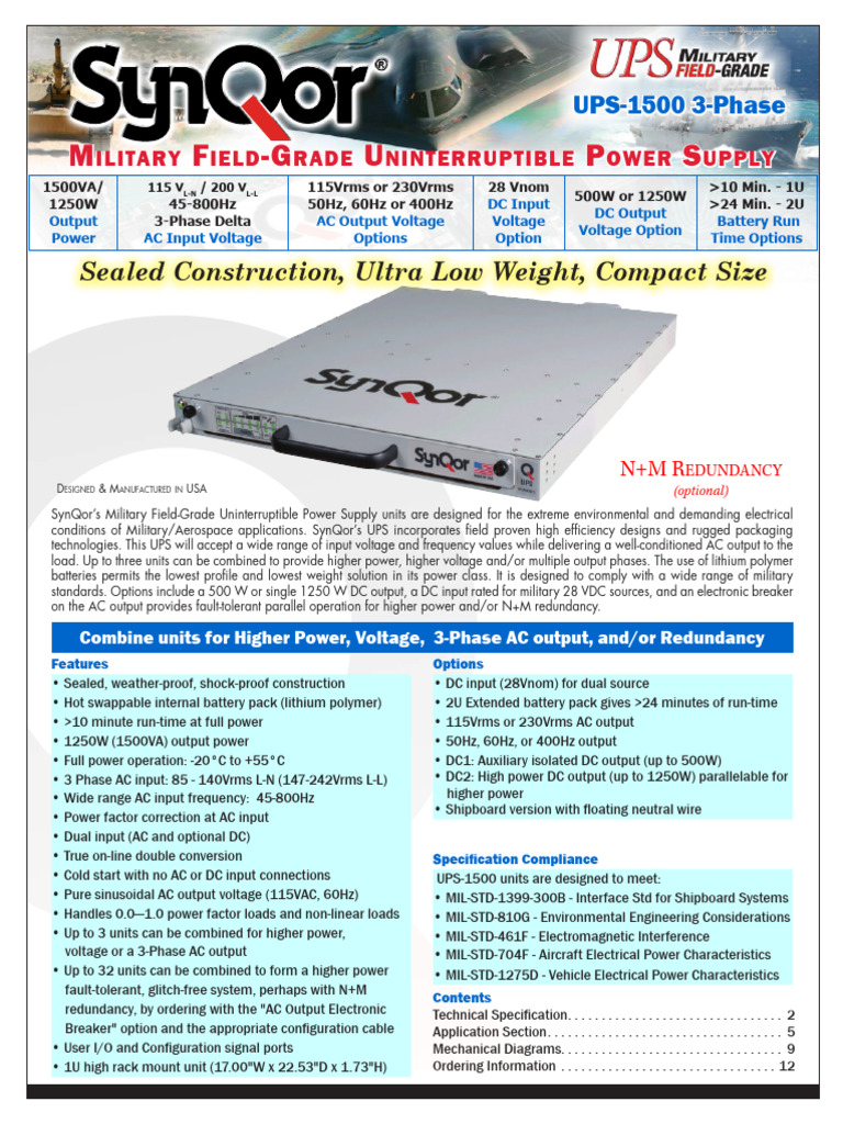 Military 3-Phase UPS 1500VA Specifications | PDF | Alternating Current ...