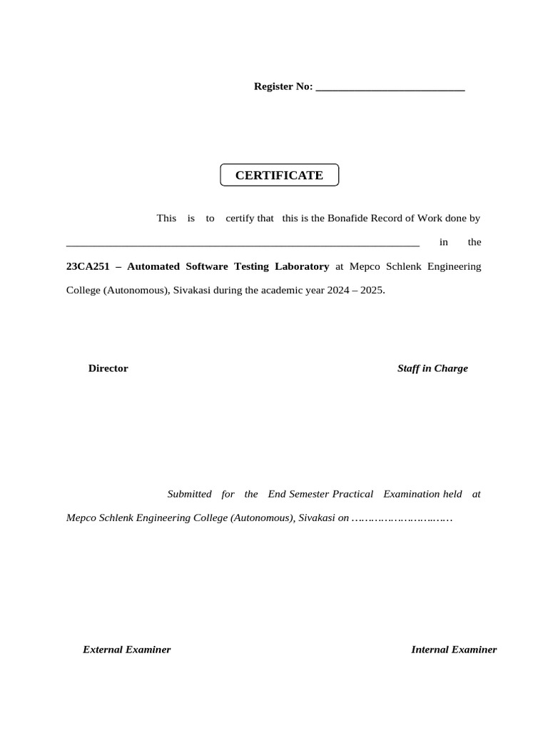 2 - Certificate Front Page | PDF