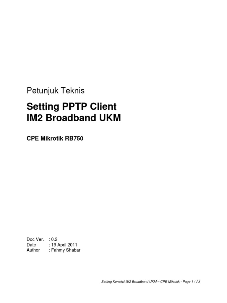 Panduan Setting Mikrotik IM2 UKM | PDF