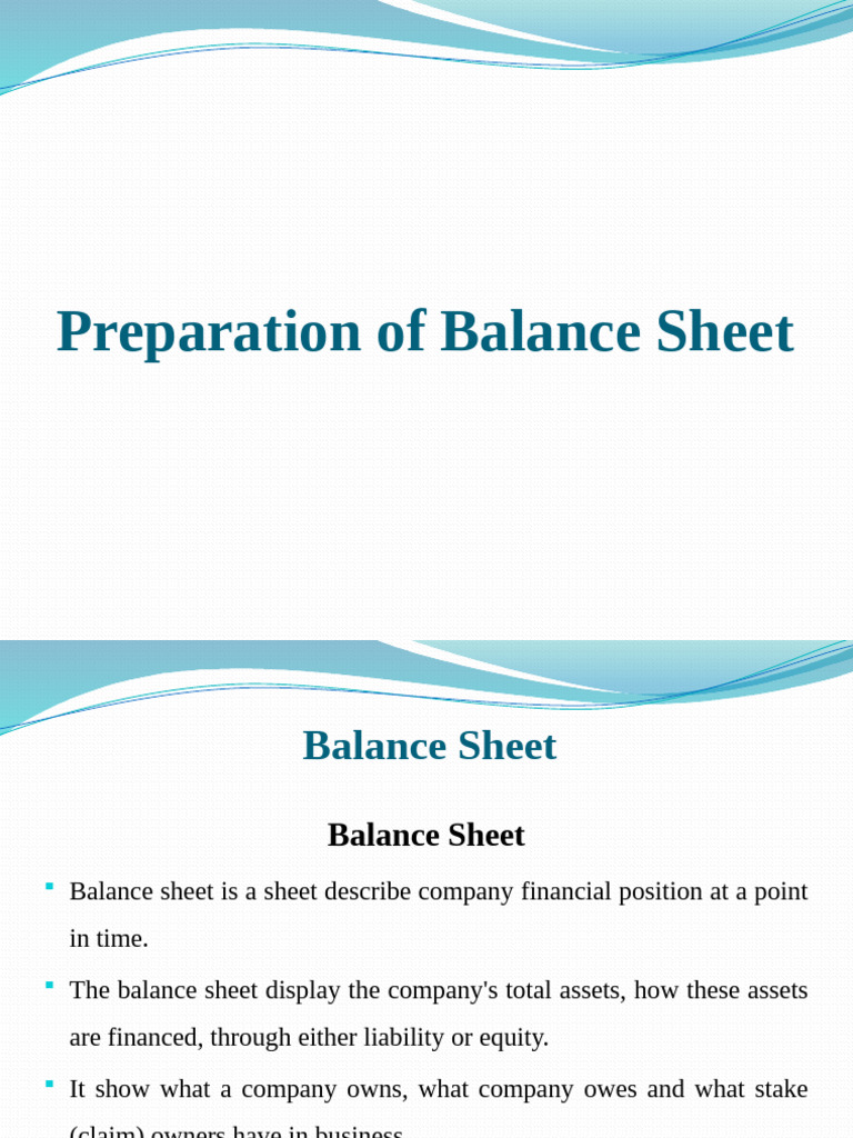 Preparation of Balance Sheet | PDF | Balance Sheet | Equity (Finance)
