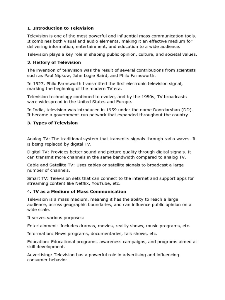 Understanding TV - Mass Media Studies | PDF | Television | Filmmaking