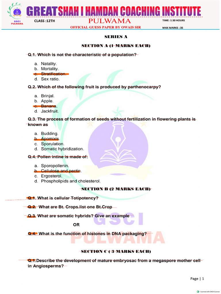 Botany All Series (12th) | PDF