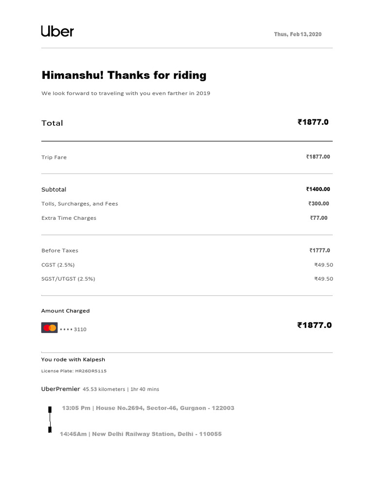 Uber Receipt for Feb 13, 2020 | PDF