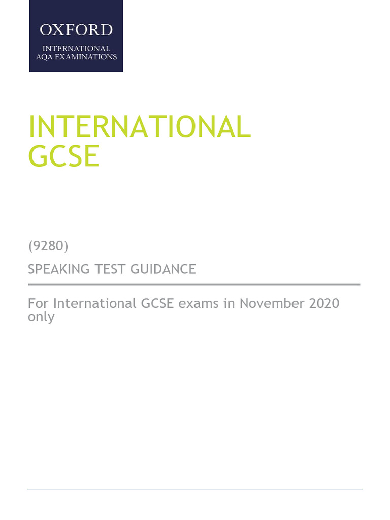 International Gcse English As A Second Language Speaking Test Guidance ...