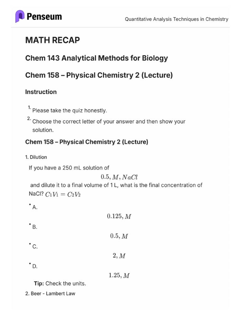 Quantitative Analysis Techniques in Chemistry | PDF