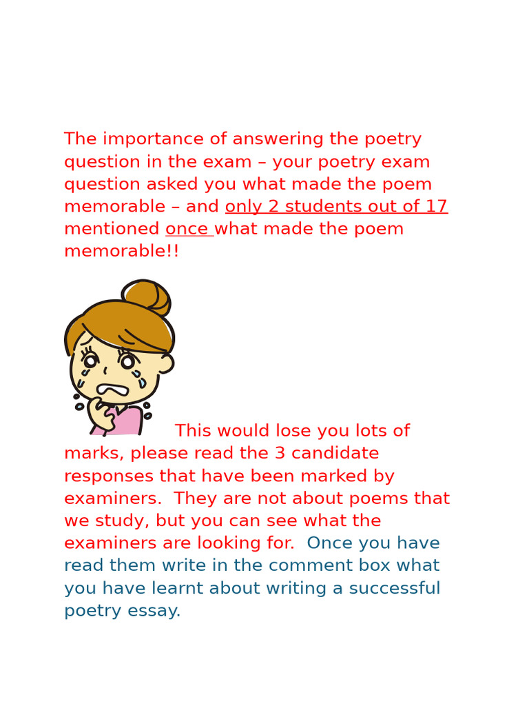 The Importance of Answering The Poetry Question in The Exam | PDF